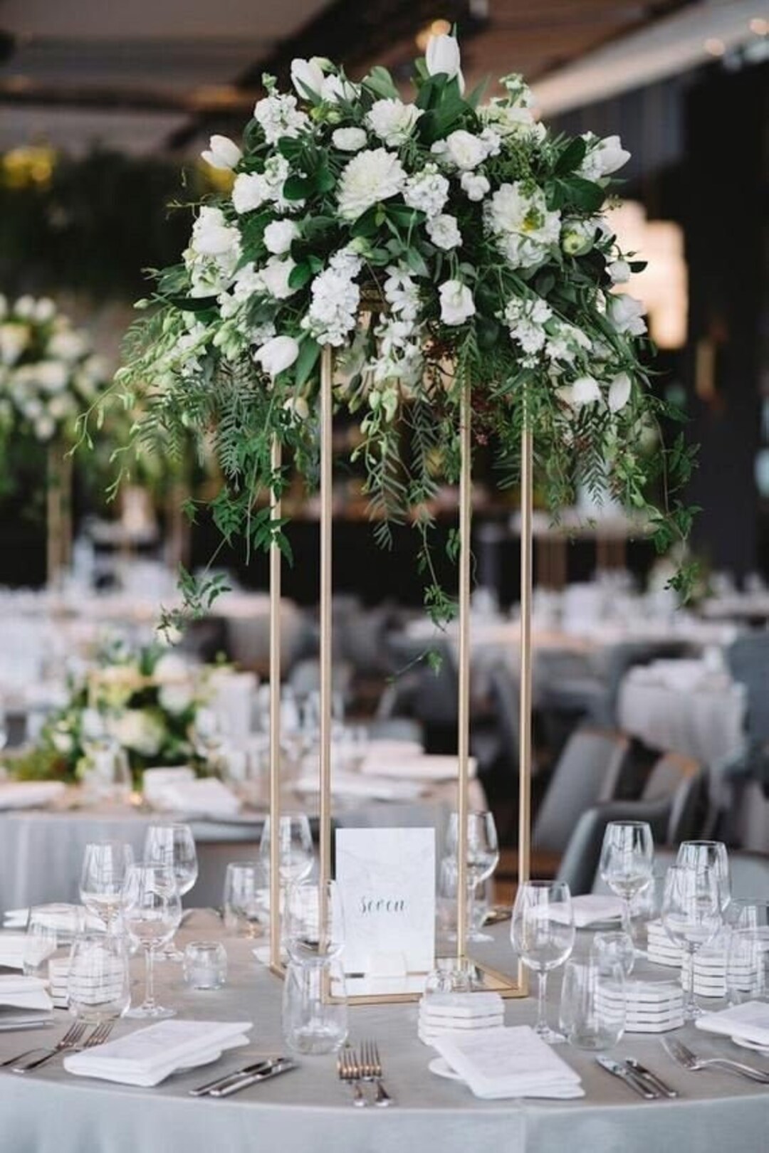 Buy TALL GOLD CENTREPIECES / Rectangle Metal Flower Stand / Wedding ...