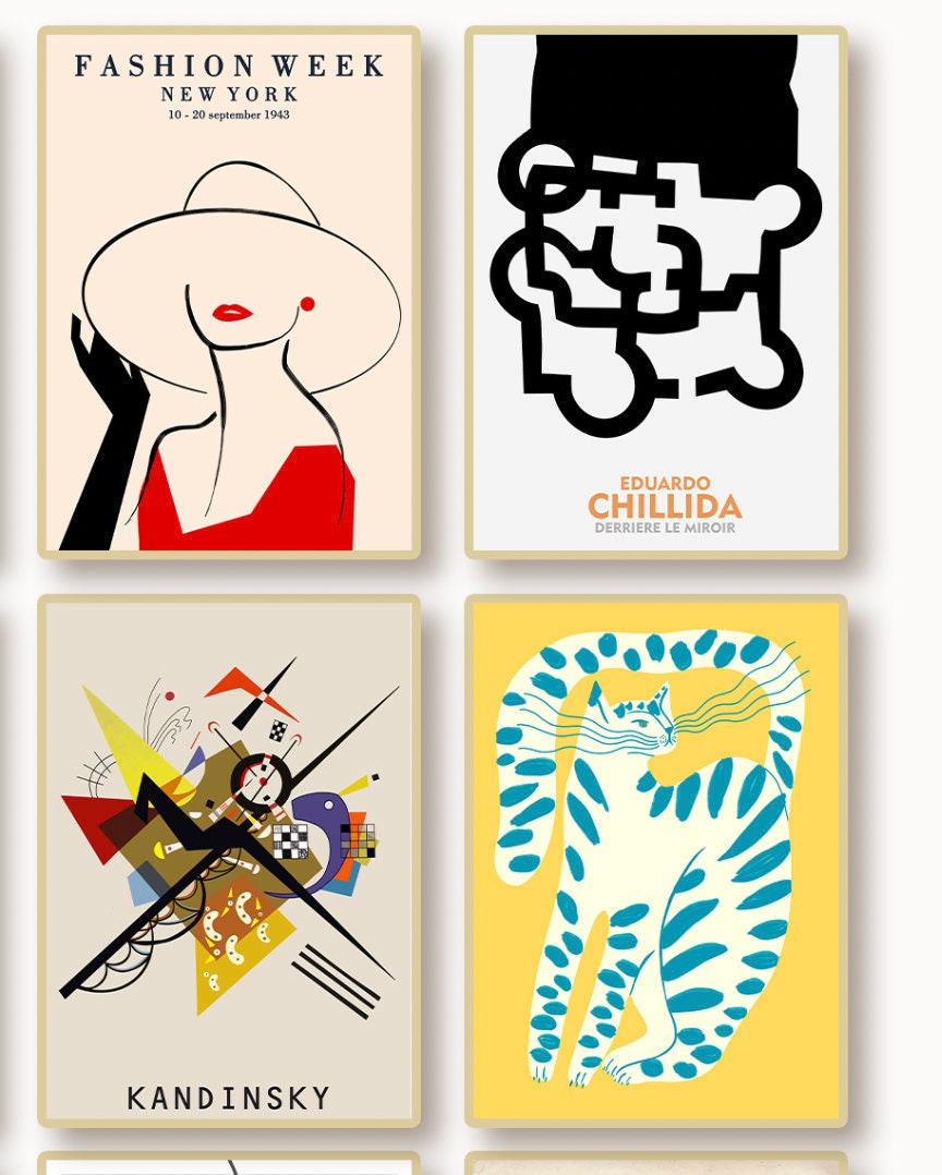 25 Posters, Matisse, Kandinsky, Love, Paul Kliy, Cat, Boho, Chillida ...