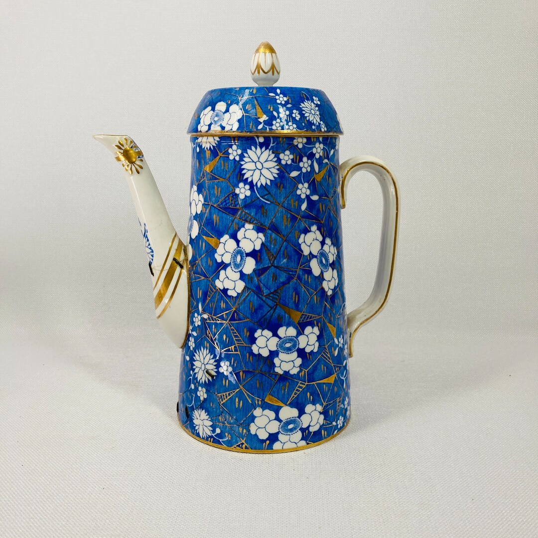 19th Century Copland Spode Coffee Pot. Gilded Cracked Ice and Prunus - Etsy