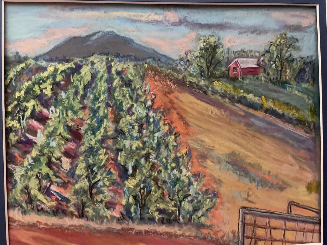 Original Plein Air Pastel Painting 8x10 of Clarksburg Vineyard With Mt ...