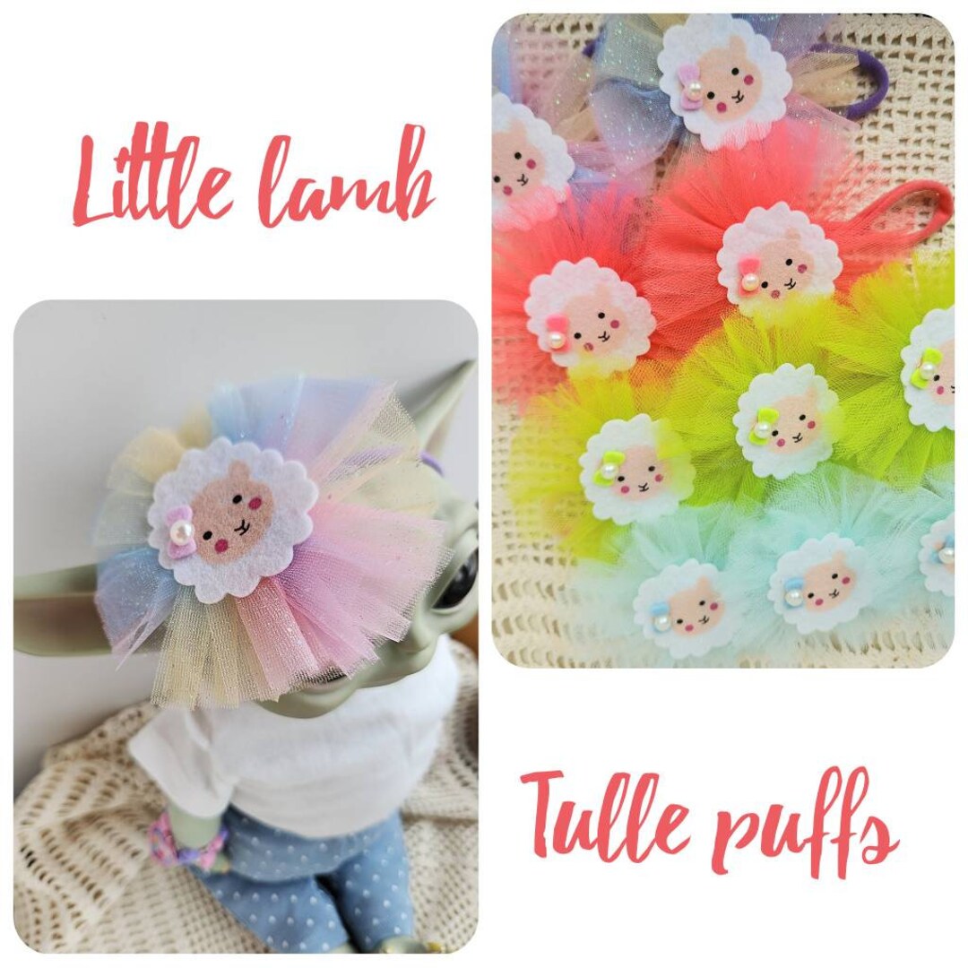 Little Lamb Tulle Puffs, Reborn Doll, Baby Yoda Bow, Yoda Doll Bow ...