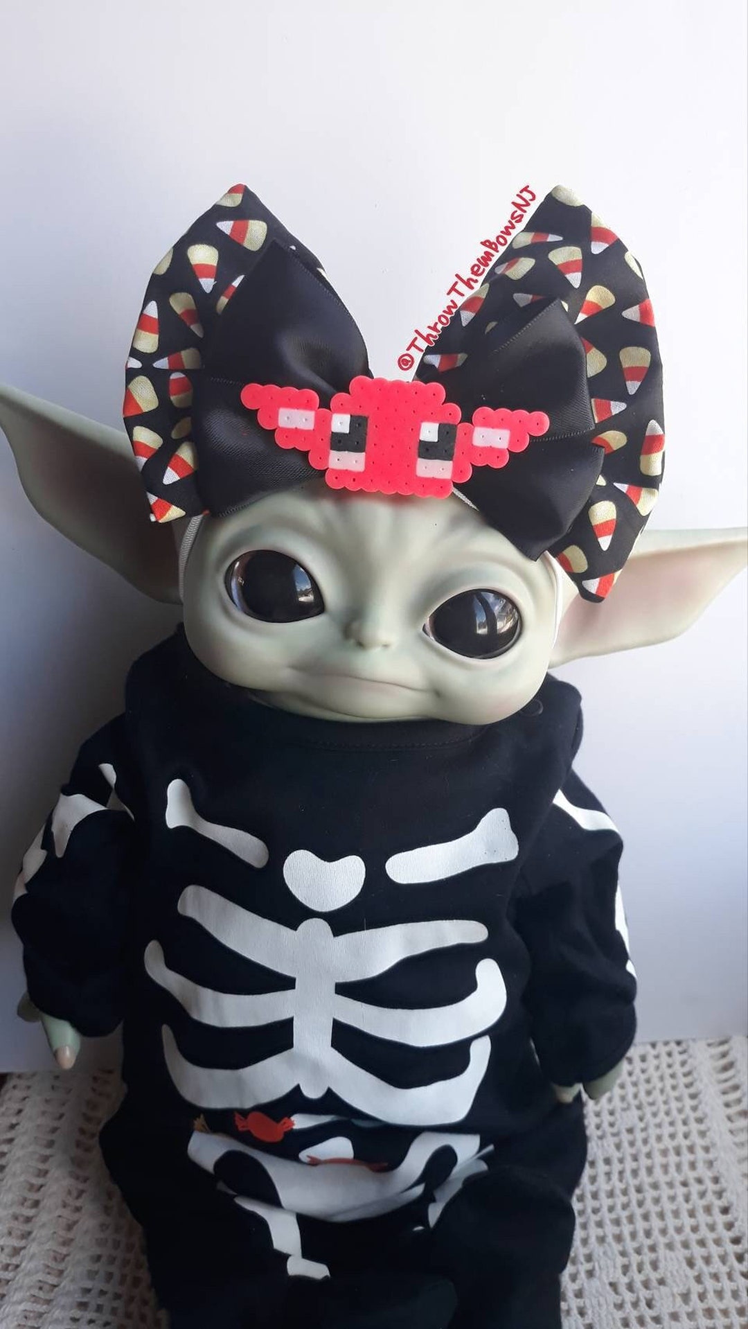 Perler Bead Grogu Bow Baby Yoda Bownewborn Headbandshair - Etsy