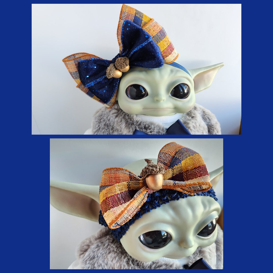 Fall Plaid Headbands,yoda Doll,baby Yoda Headband,halloween Bow,reborn ...