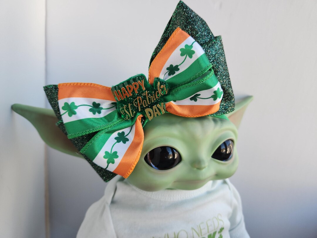 Happy St. Pats Bow, Baby Yoda Accessories, Doll Accessories, Reborn ...