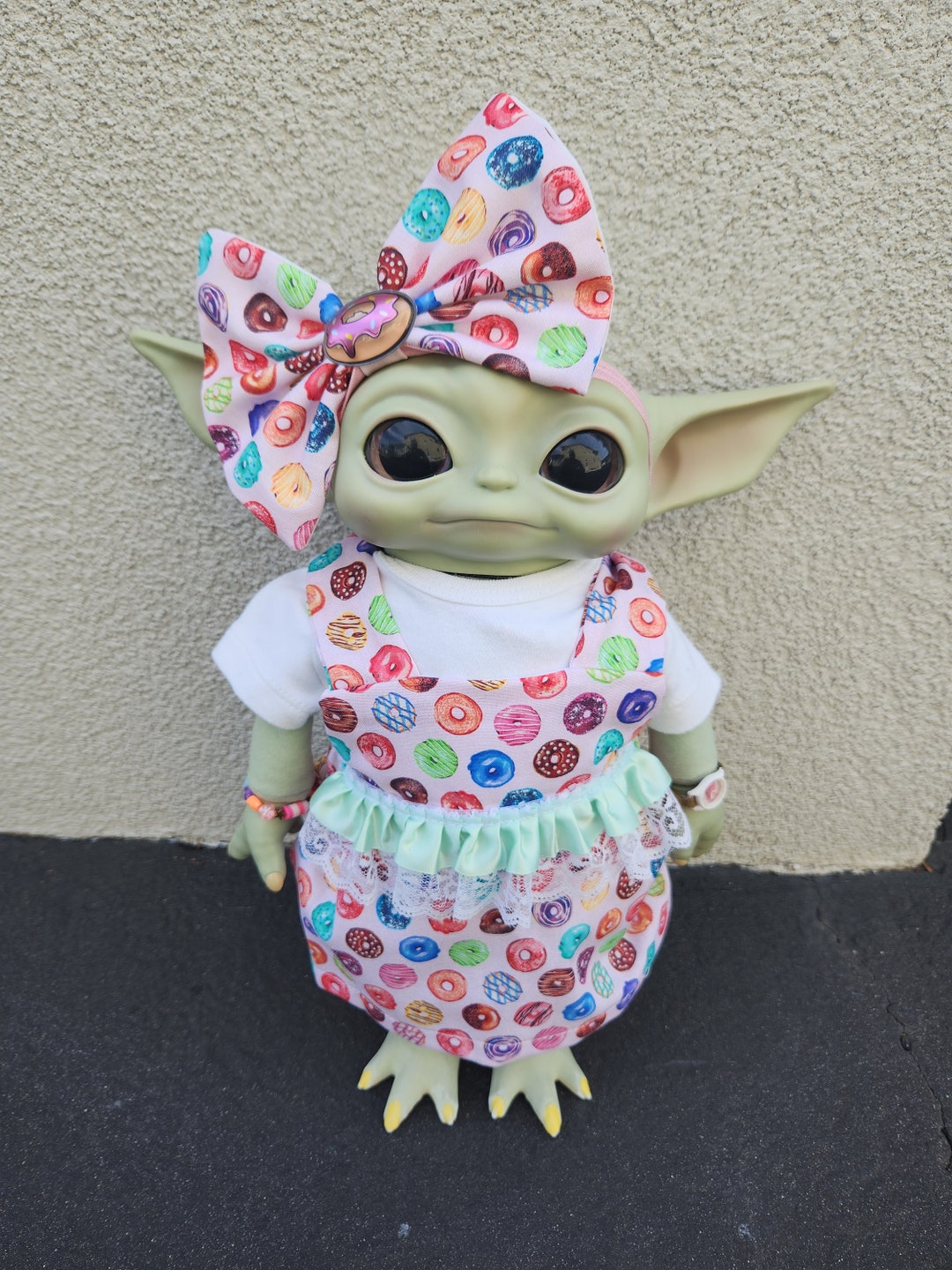 Donut Dress & Bow Set, Reborn Doll Clothes,baby Yoda Clothes,baby Yoda ...