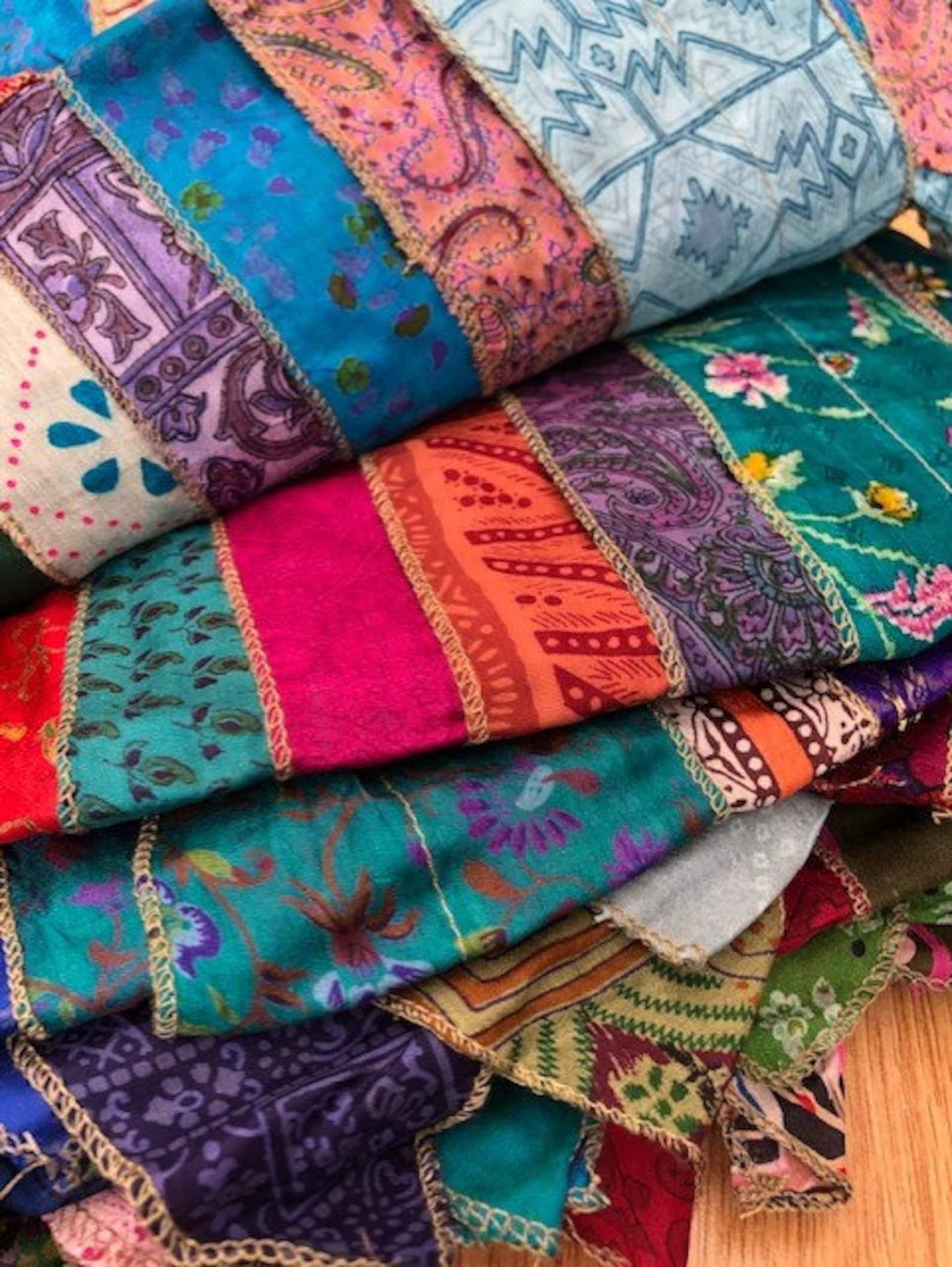 Colourful Indian Recycled Sari SILK Scarf Shawl Unique Scarves - Etsy