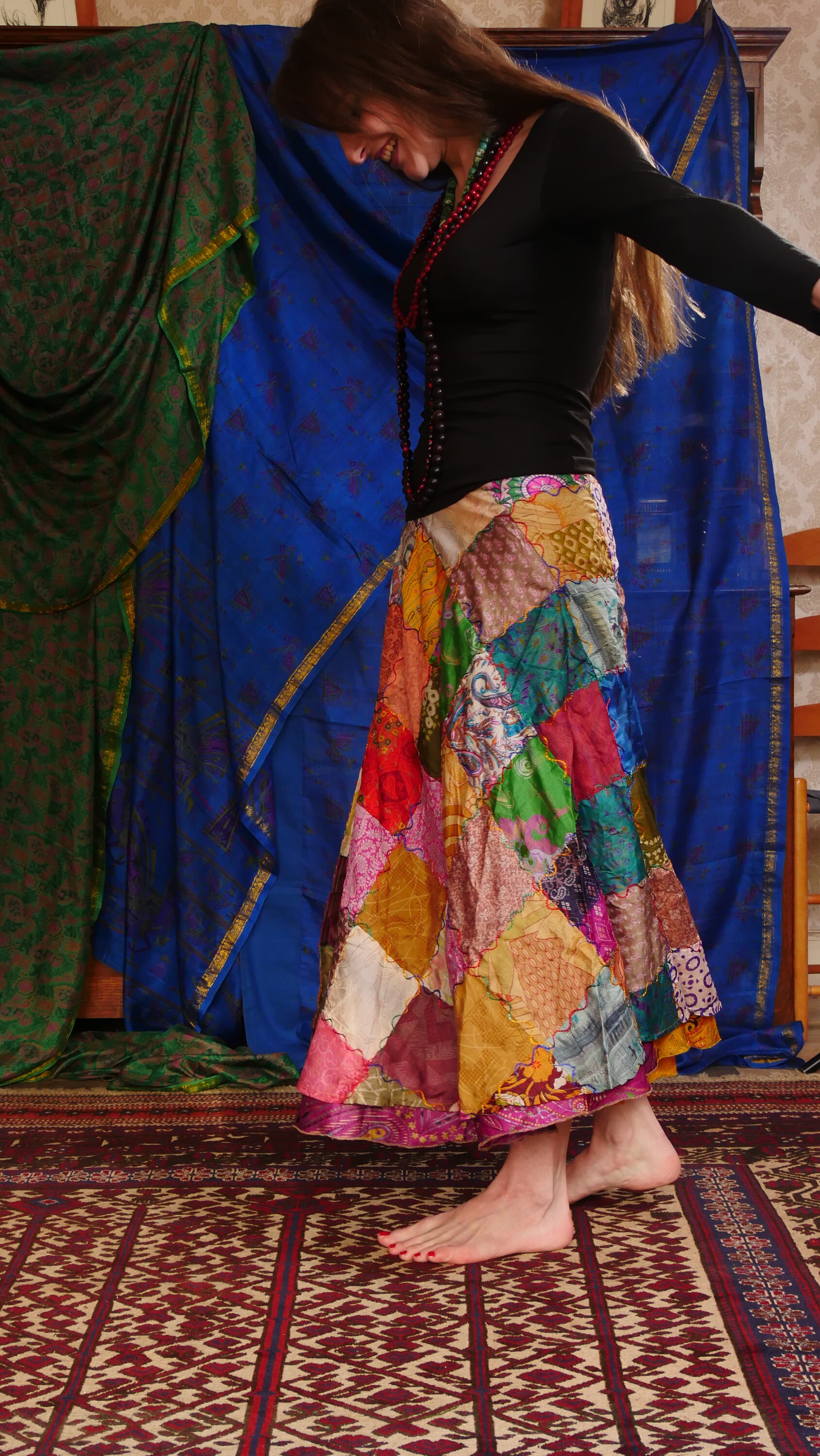 Colourful Wrap PATCHWORK SKIRT Recycled Sari Patch Wraparound - Etsy UK