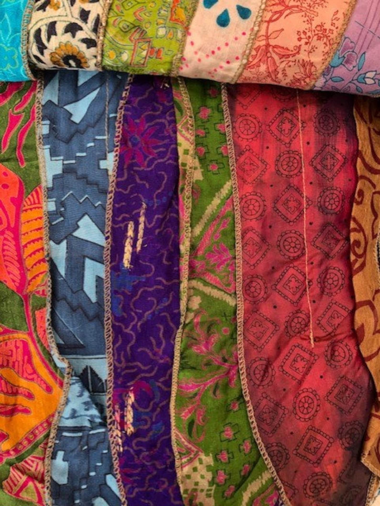 Colourful Indian Recycled Sari SILK Scarf Shawl Unique Scarves Ethnic ...