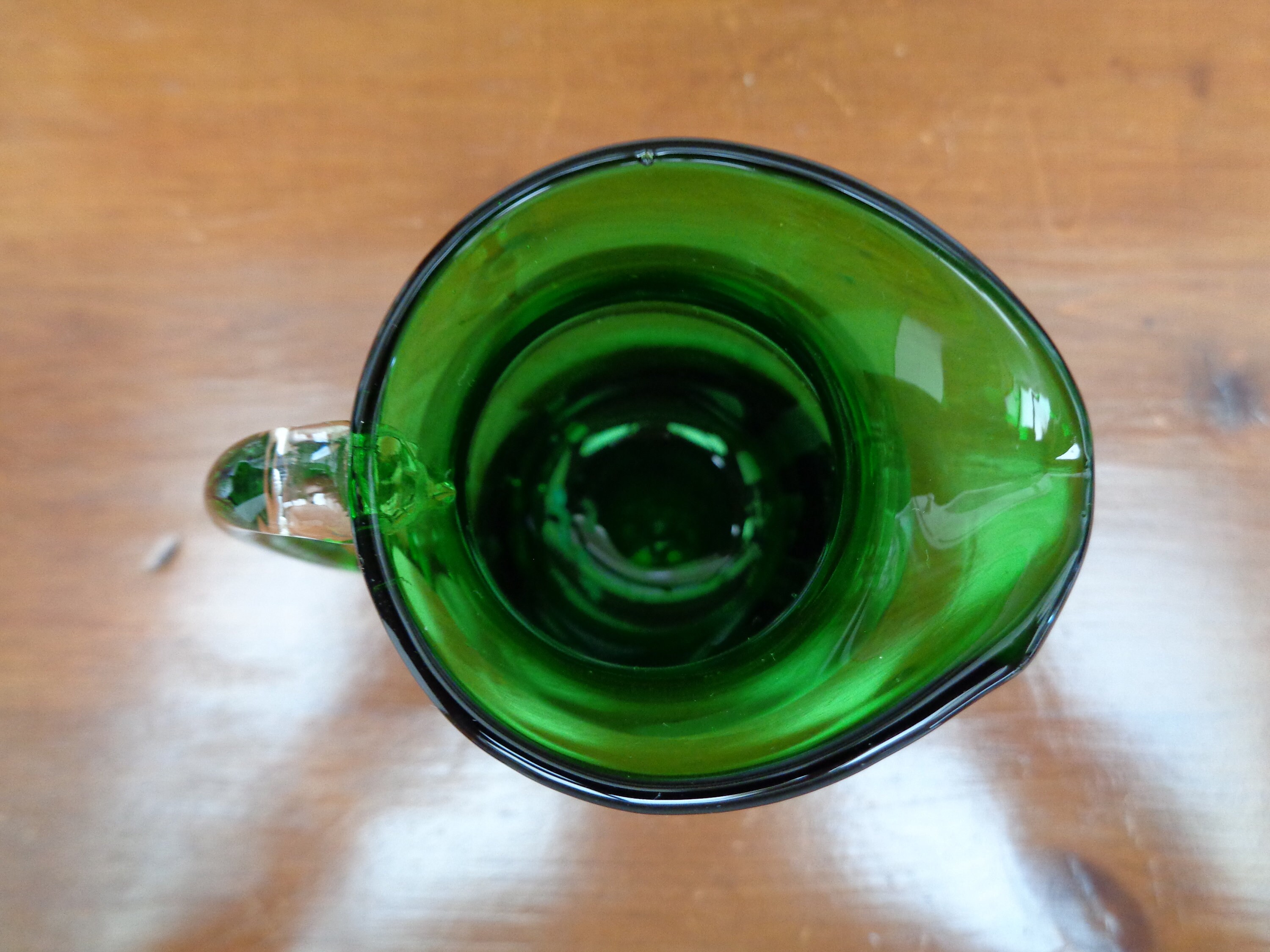 Green Glass Jug, Vintage Handblown Small Emerald Green Glass Jug ...