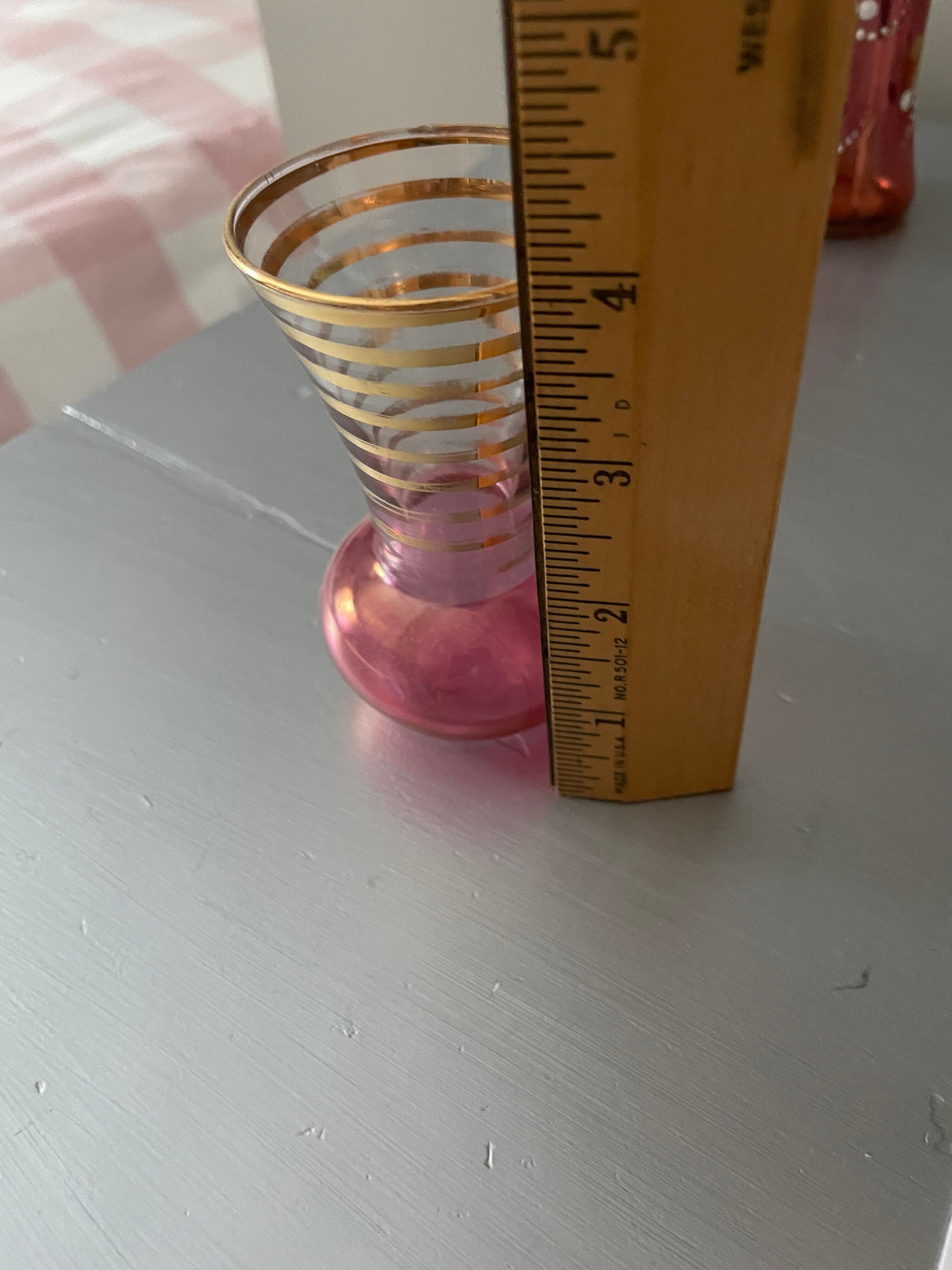 Egyptian Red Pink Crystal Perfume Bottle Gold Trim Plus Decorated Red ...