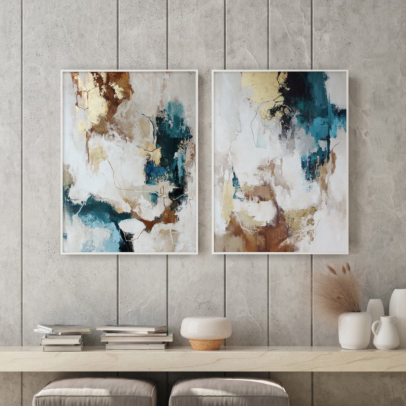 Wall Art Blue and Gold - Etsy