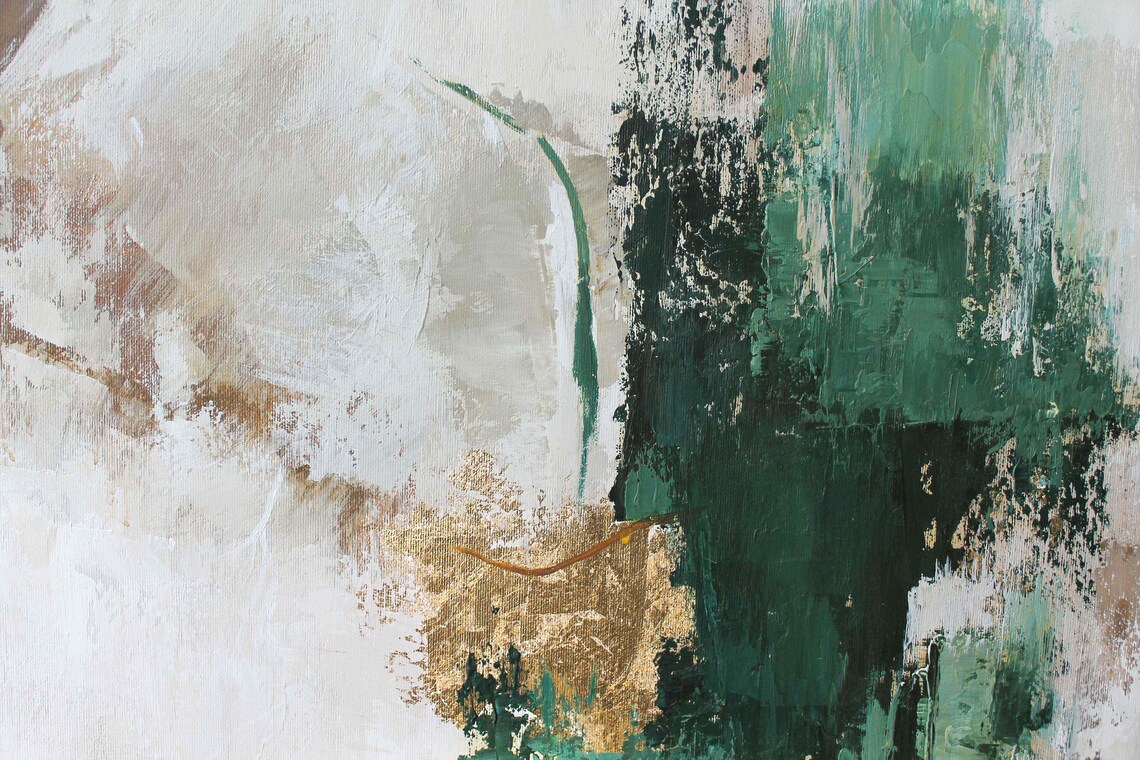 Print Abstract Green Gold Poster Gold Green Wall Art Original - Etsy