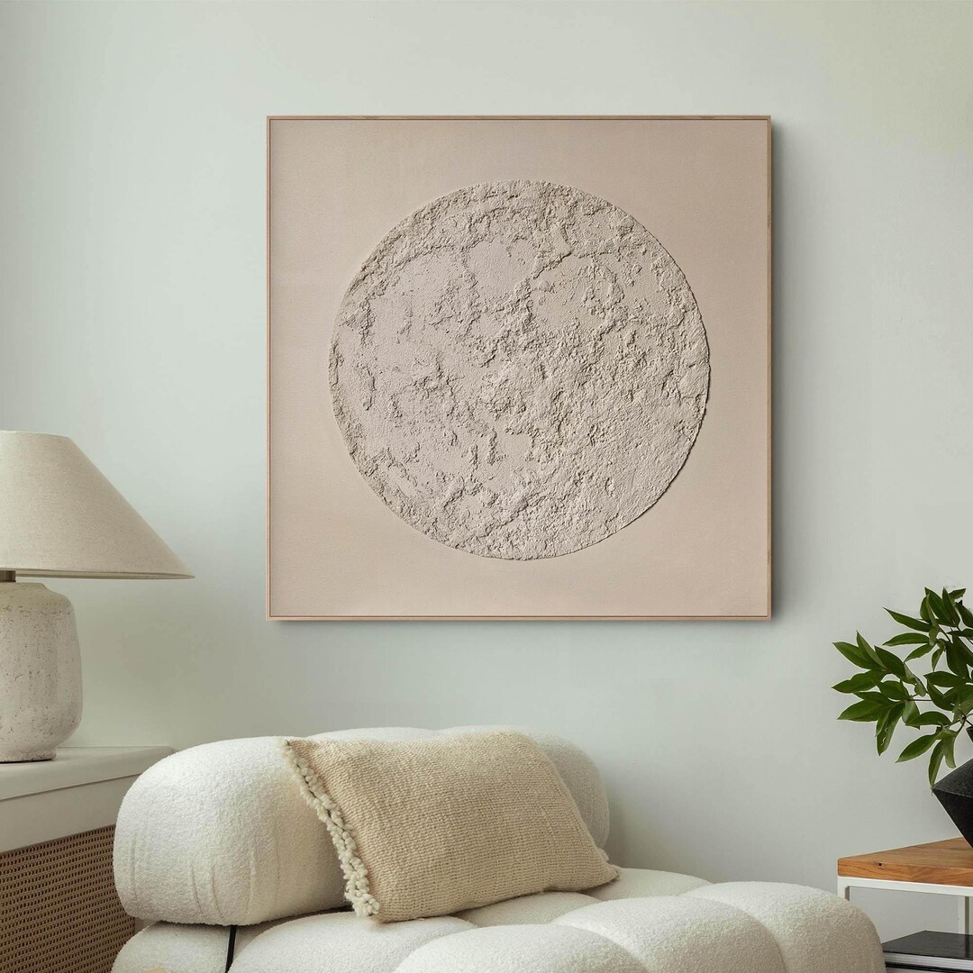 Moon Painting Canvas | Moon Painting Acrylic Beige | Abstract Moon ...