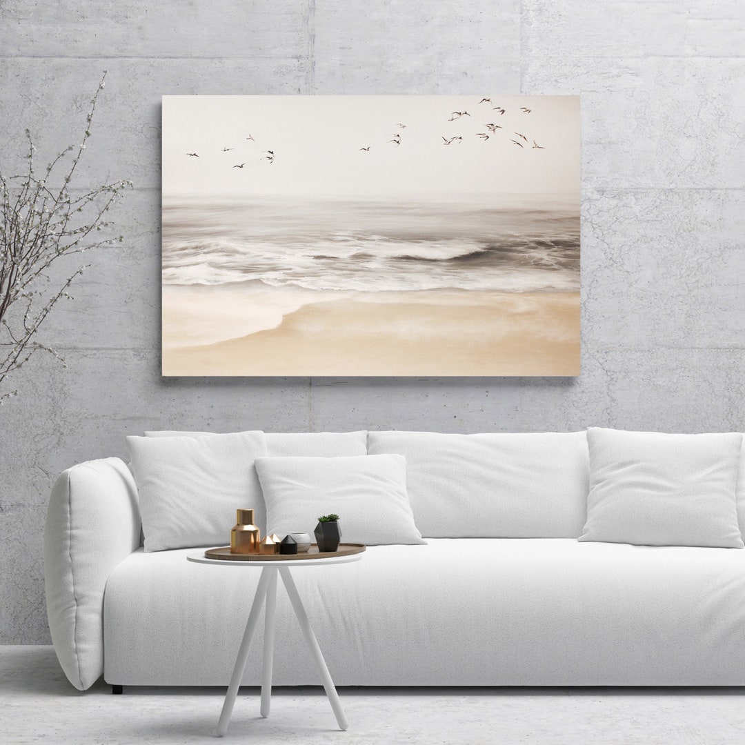 Beige Sea | Seascape Painting | Bedroom Paintings Warm Colors | Coast ...