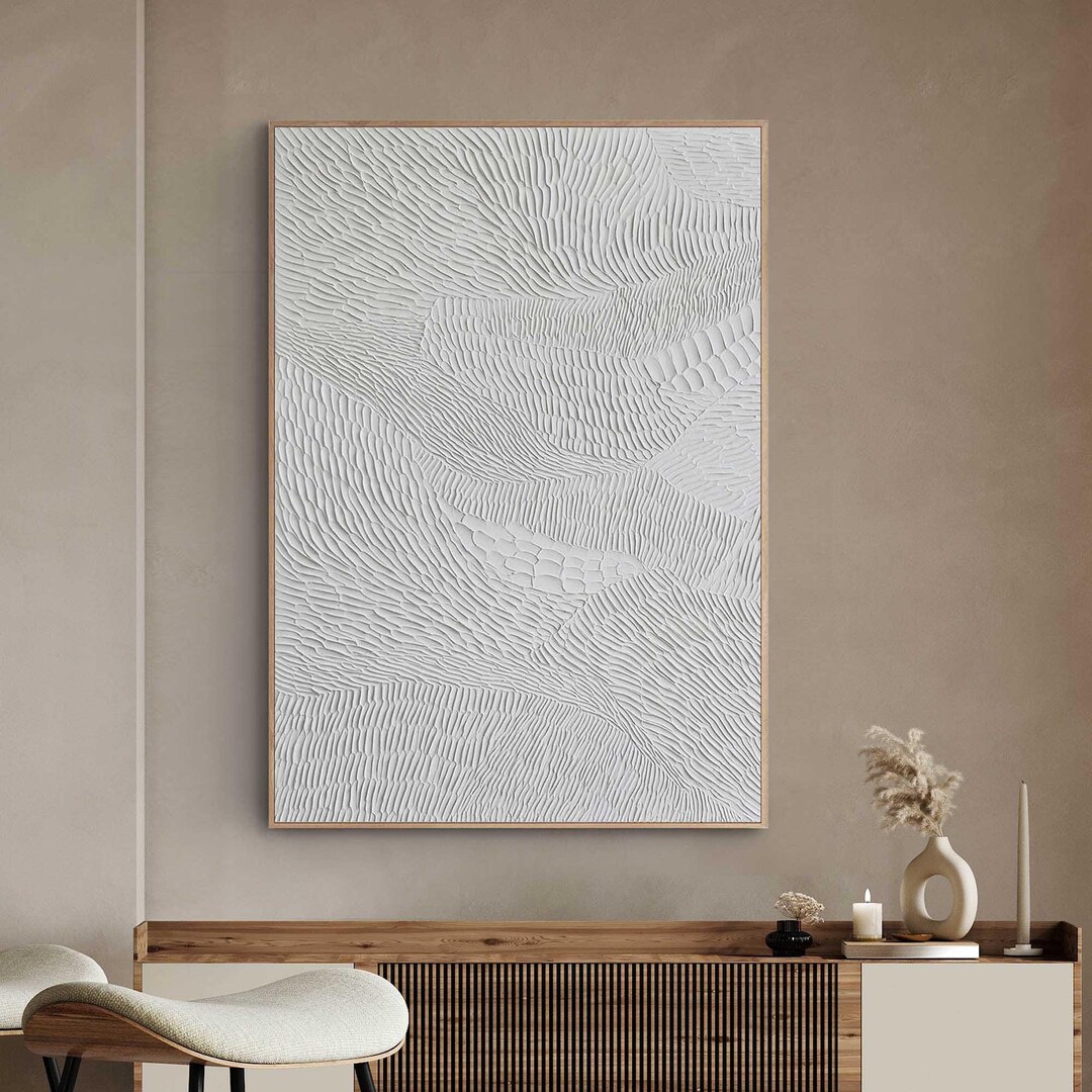 White Textured Abstract Painting | Textured Painting | Scandinavian ...