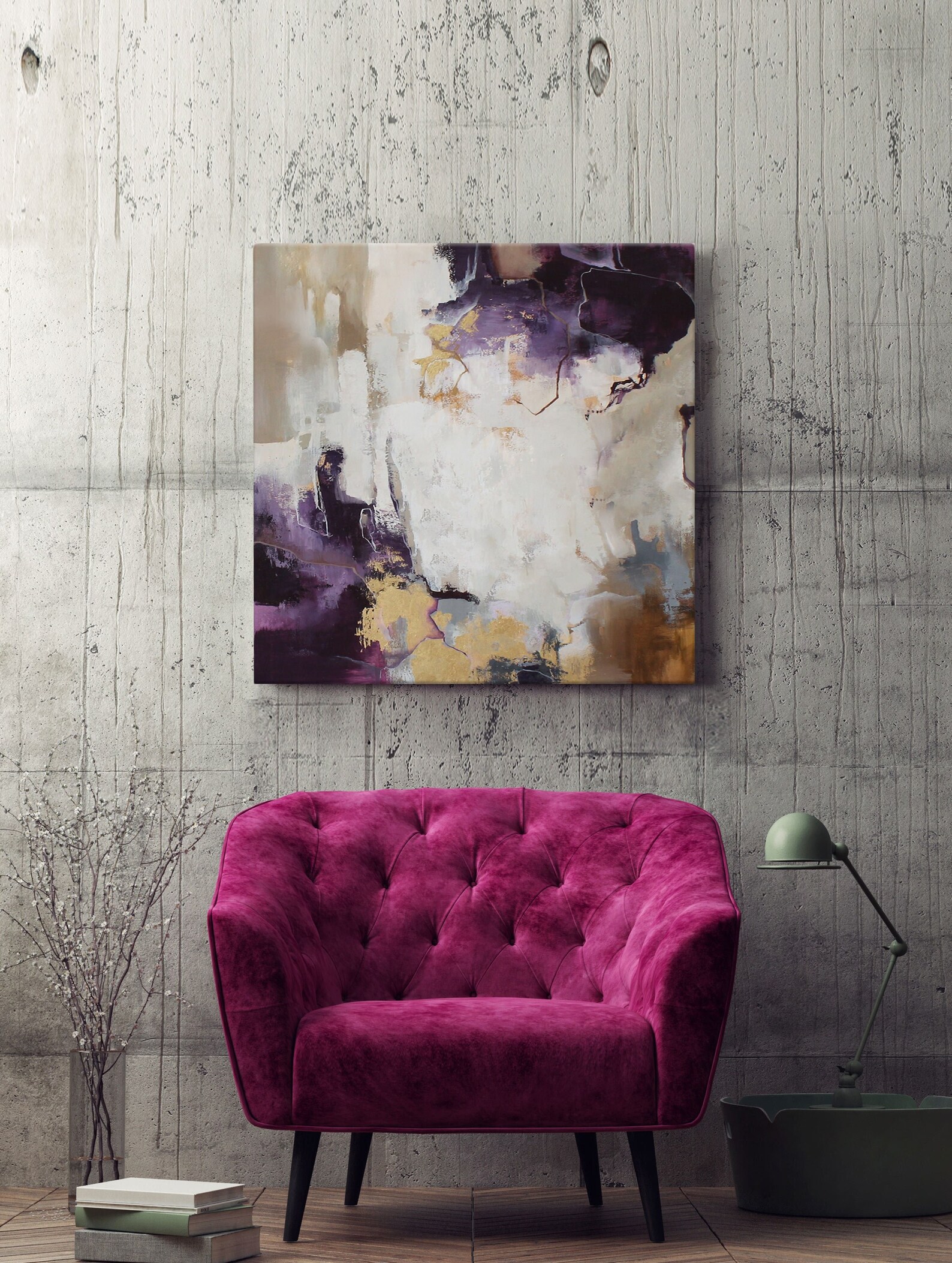 Purple Abstract Painting | Purple Abstract Art | Purple Gold Painting ...