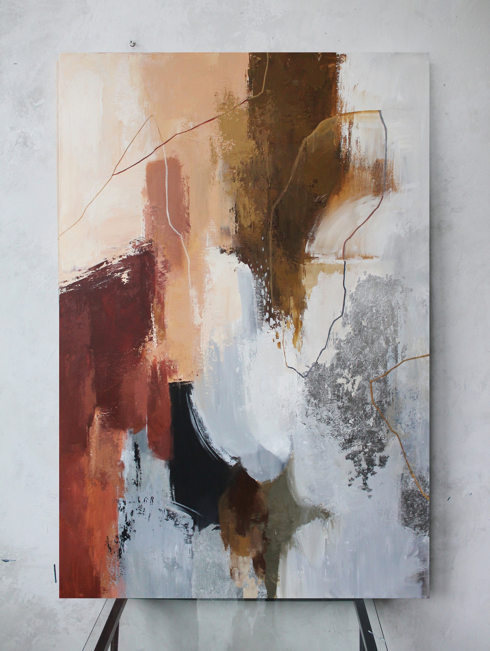 Rust Abstract Art | Rust and Gray Wall Art | Rust Gray Set of 2 | Rust ...