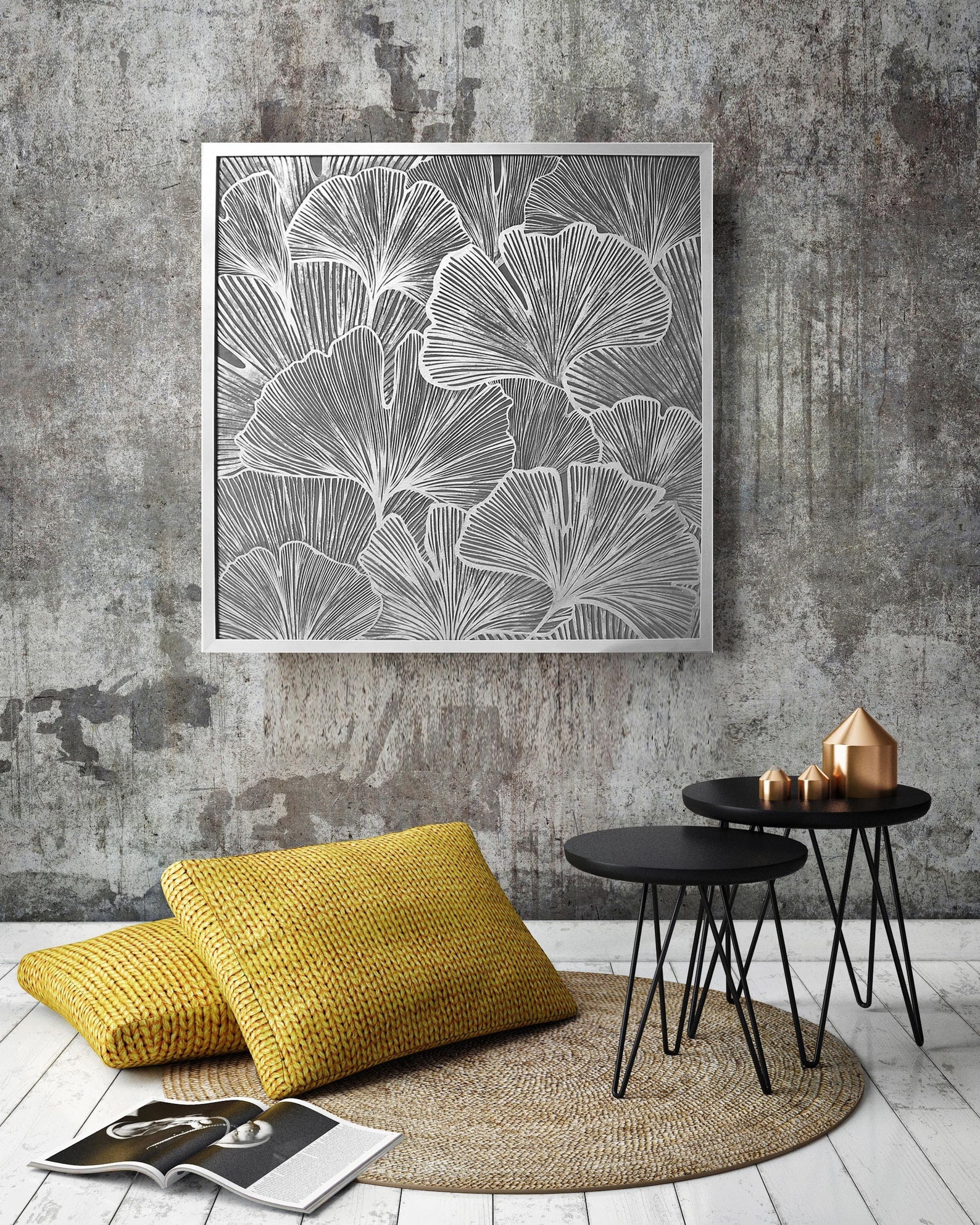 Ginkgo Original Art | Ginkgo Wall Art | Ginkgo Painting | Silver Leaf ...