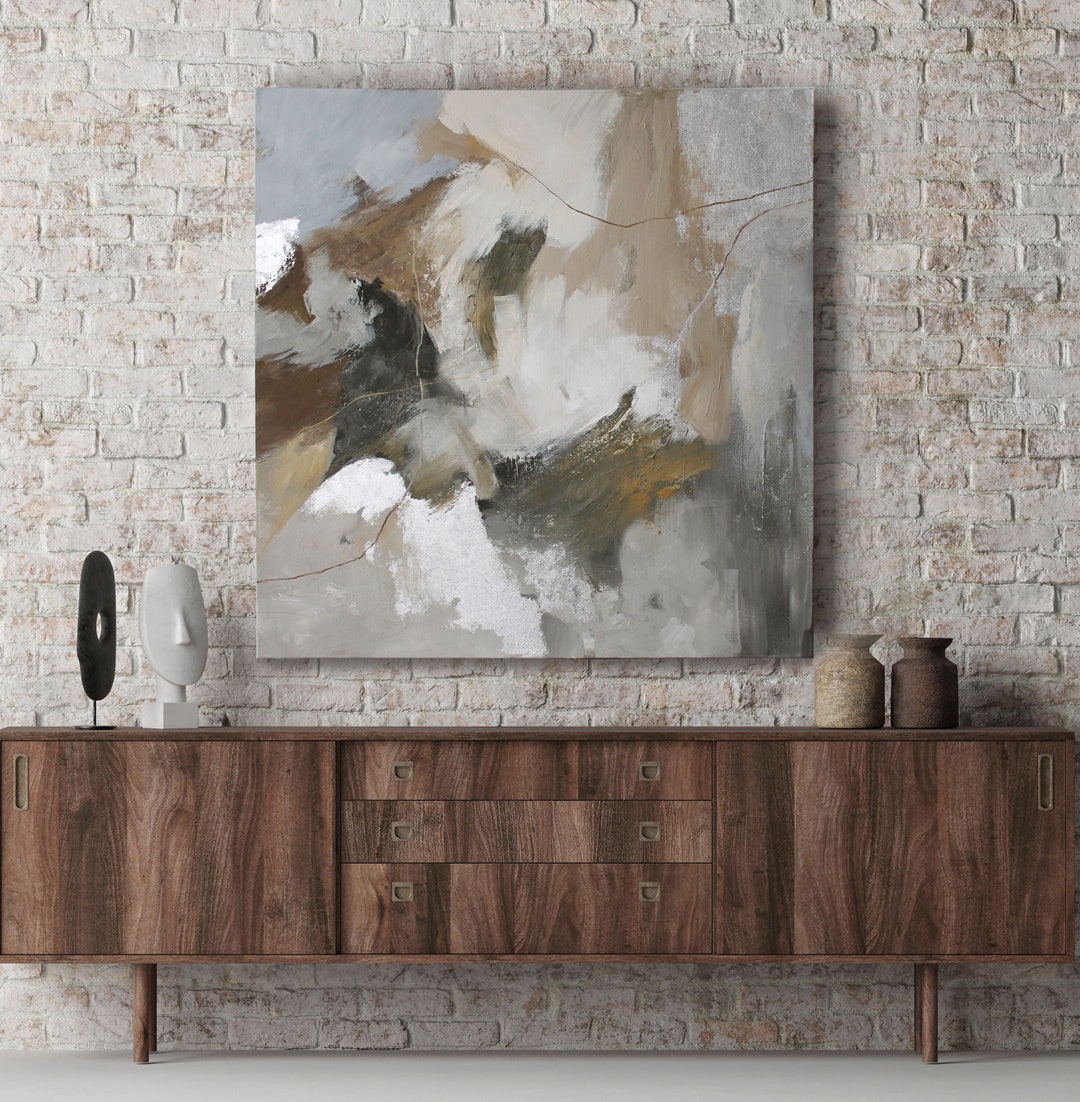 Gray Brown Painting | Gray Brown Abstract Art | Gray Brown Wall Art ...