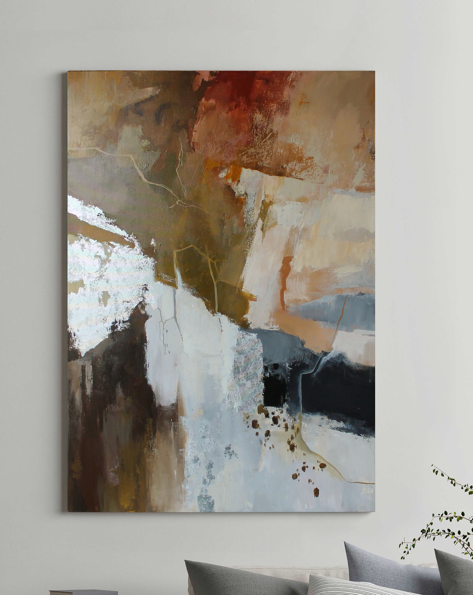 Rust Abstract Art | Rust and Gray Wall Art | Rust Gray Set of 2 | Rust ...