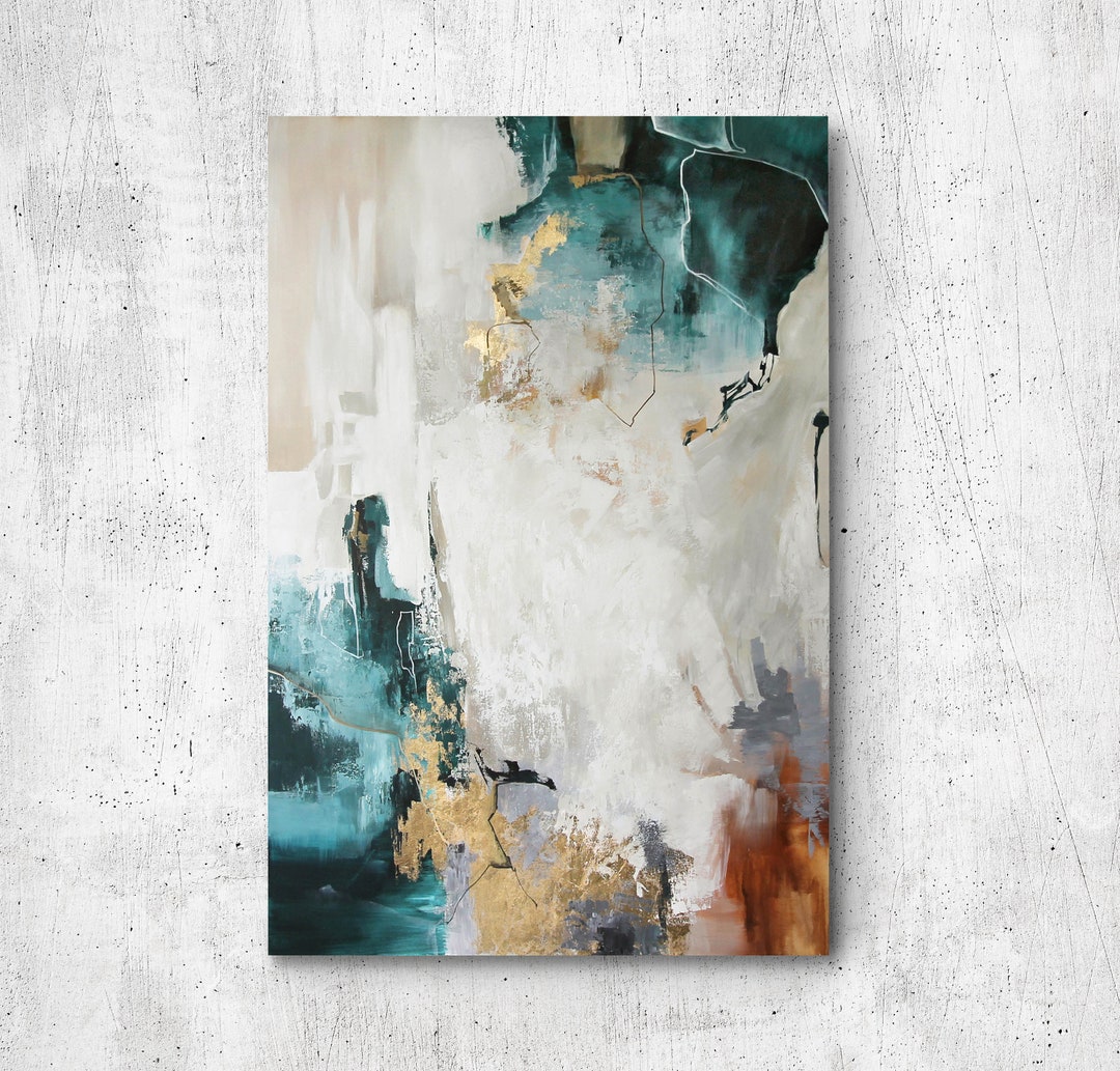 Print Abstract Green Gold Poster Gold Emerald Wall Art Original Print ...
