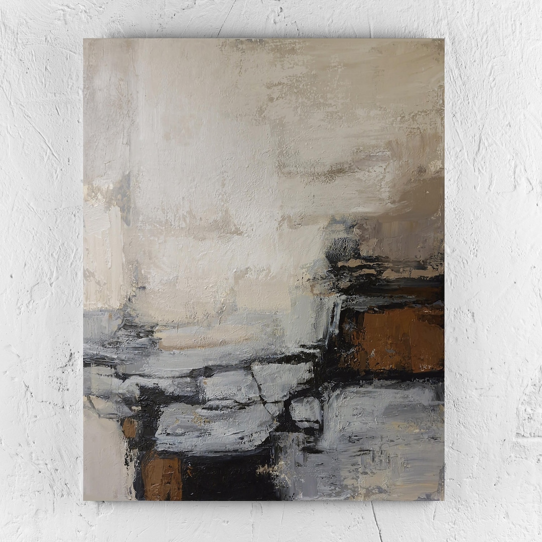 Abstract Blue Brown Painting | Minimalist Wall Art | Wabi-sabi Wall Art ...