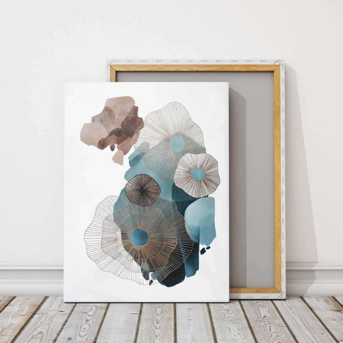 Blue and Gold Abstract Painting | Acrylic Golden Molecules Art | Golden ...
