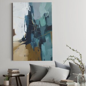 Teal Abstract Painting Original Canvas Art Dark Teal Wall Art ...