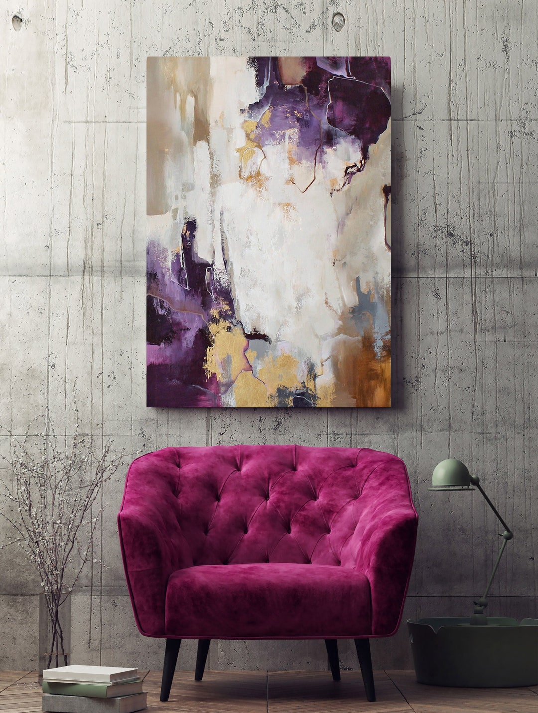 Purple Abstract Art | Purple Painting | Purple and Gold Abstract ...