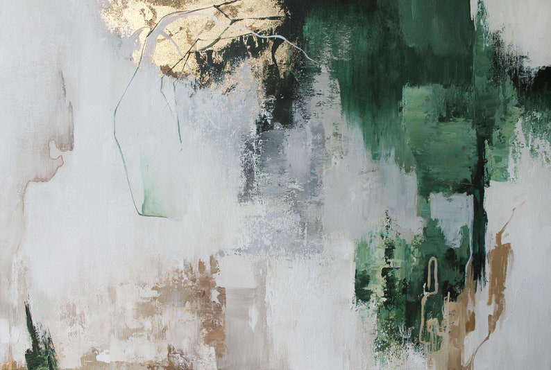 Print Abstract Green Gold Poster Gold Green Wall Art Original - Etsy