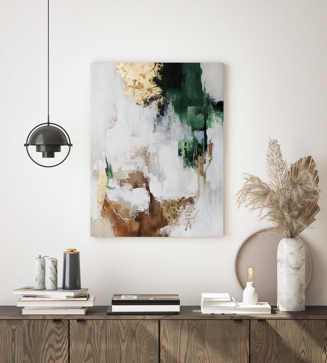 Print Abstract Green Gold Poster Gold Green Wall Art Original - Etsy