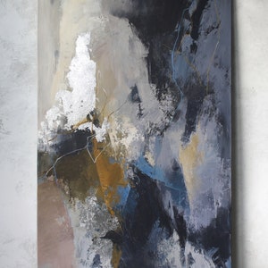 Navy Abstract Painting | Navy Abstract Canvas | Navy Wall Art Original ...