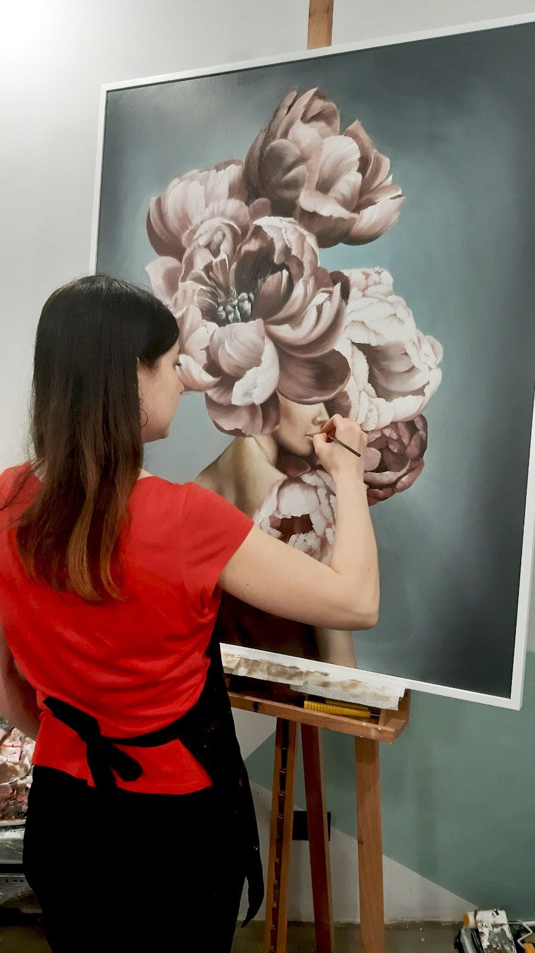 Flower Face Painting Woman Flower Girl With Flowers Painting Oil ...