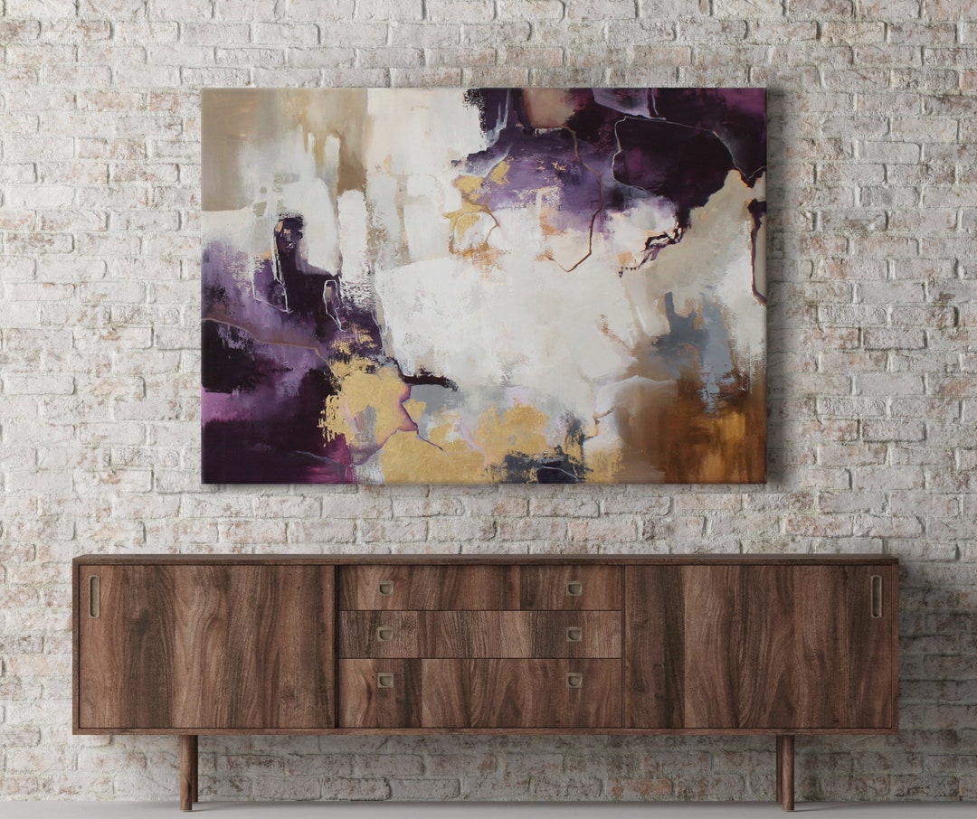 Purple Abstract Painting | Purple Abstract Wall Art | Purple Gold ...
