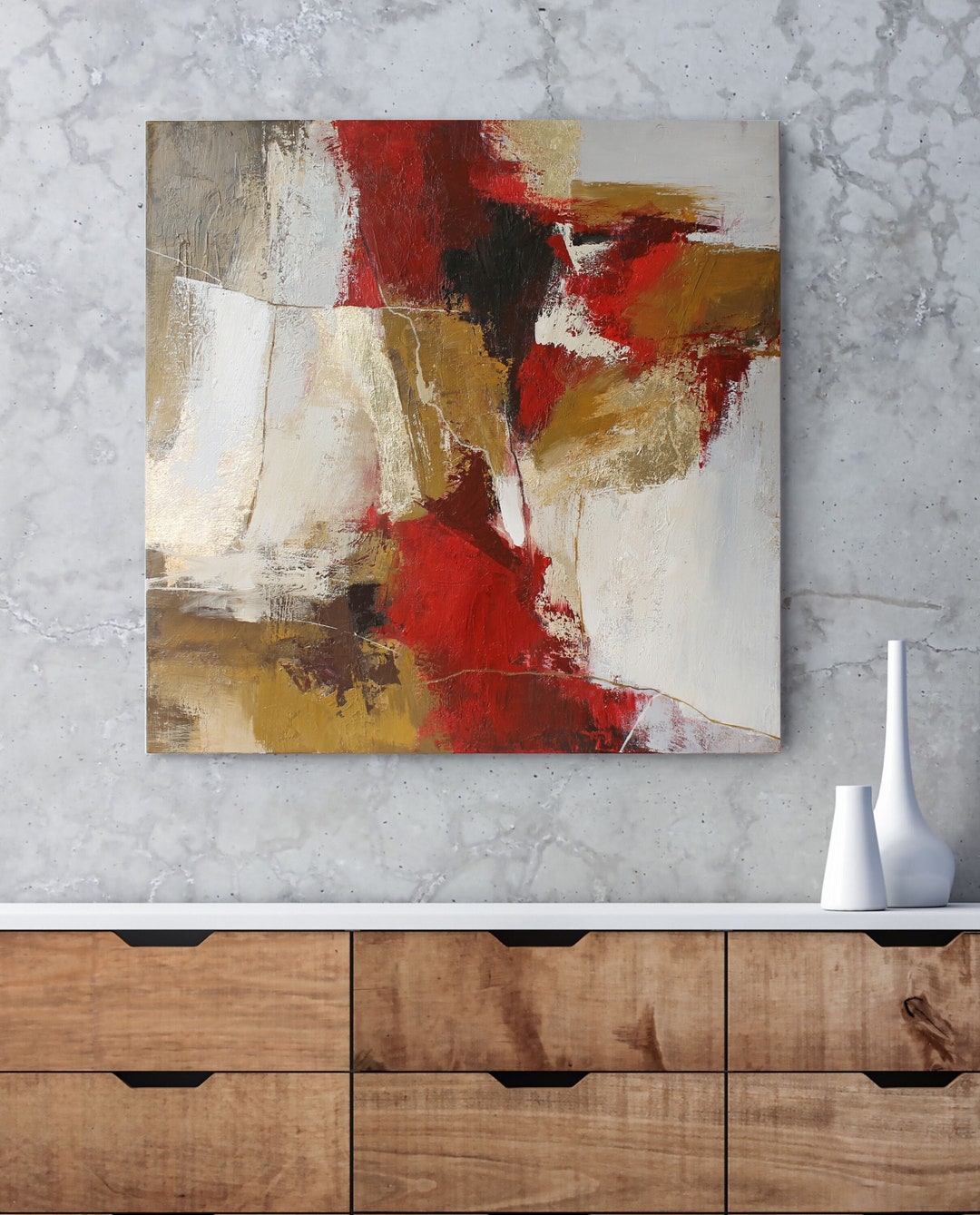 Red and Gold Art | Reddish and Gold Art Work | Burgundy Gold Art | Red ...