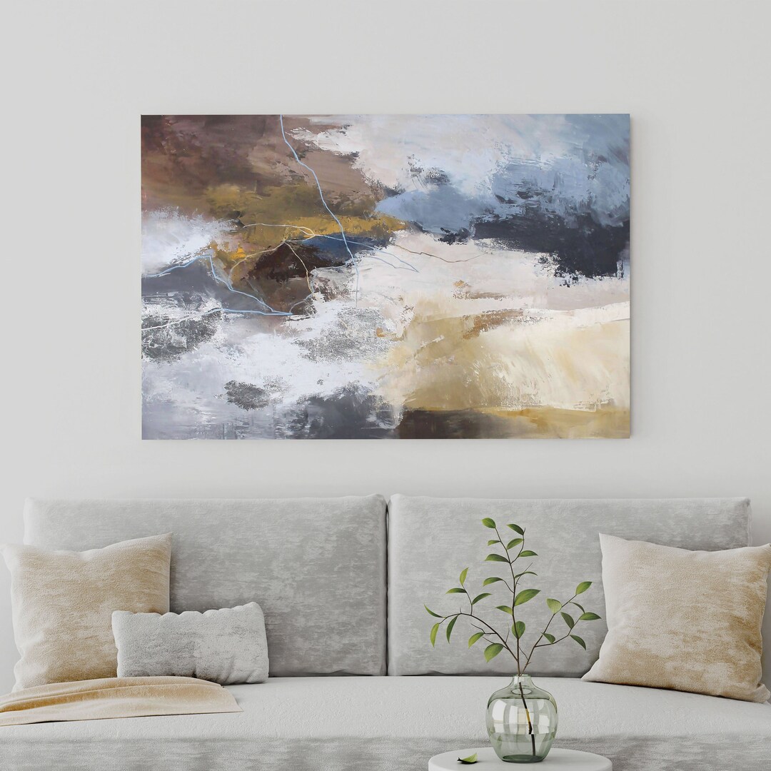 Navy Abstract Painting | Navy Abstract Canvas | Navy Wall Art Original ...