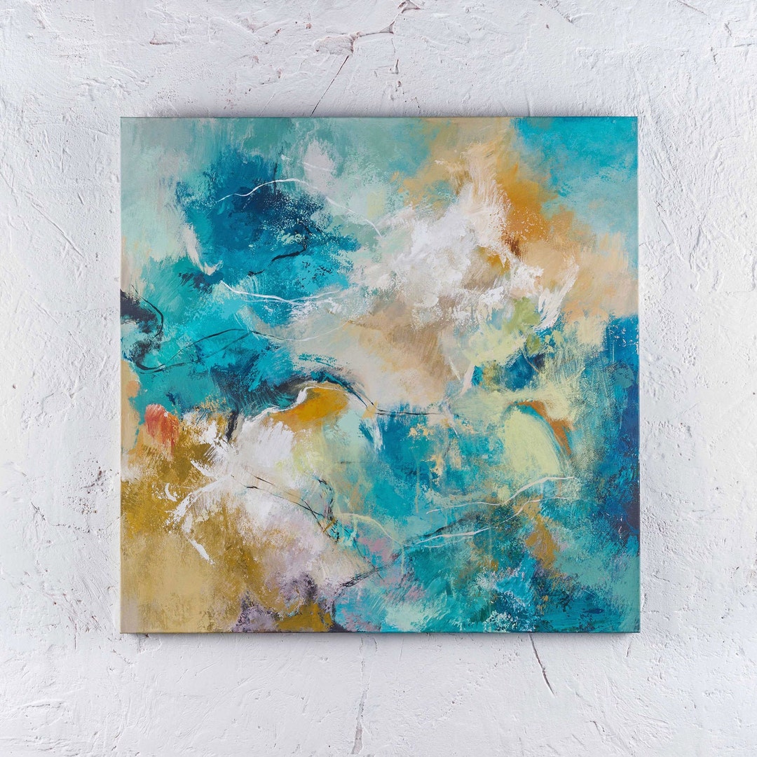 Teal Painting | Teal Orange Painting | Teal Painting Abstract | Teal ...