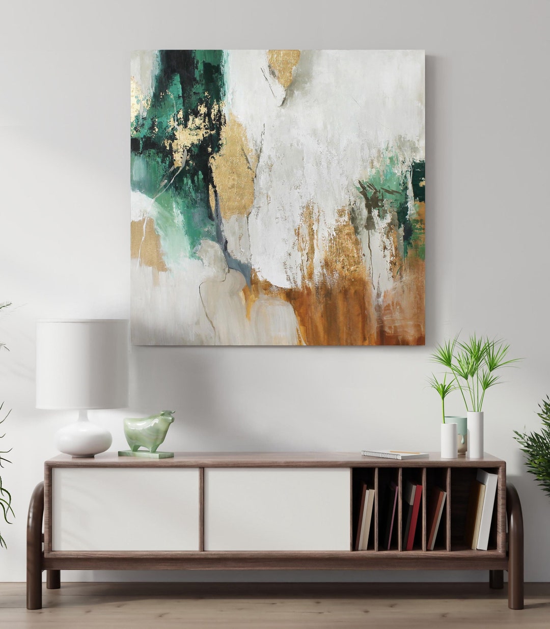 Green Painting Abstract | Green Gold Abstract | Green and Gold Painting ...