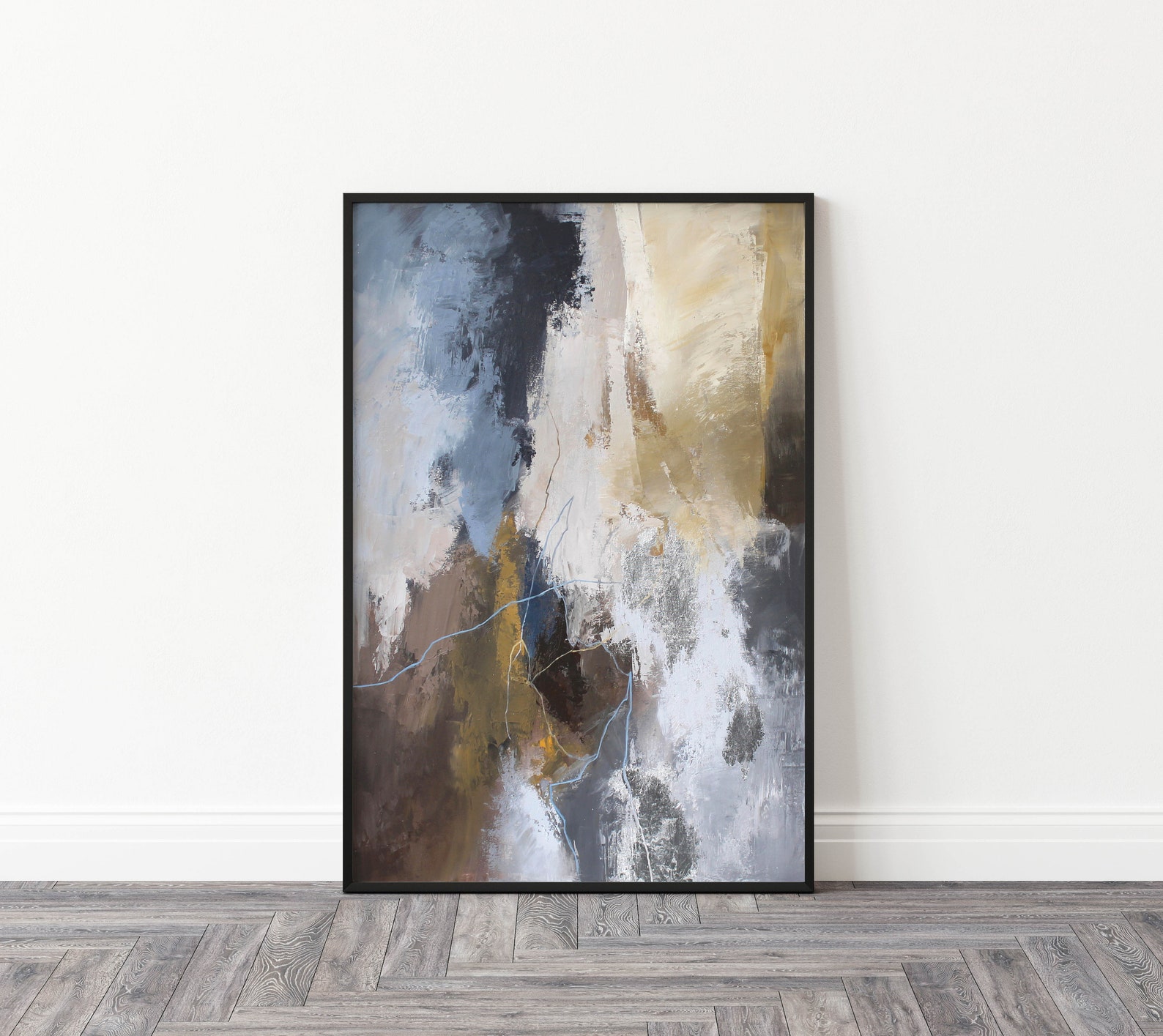 Navy Abstract Painting | Navy Abstract Canvas | Navy Wall Art Original ...