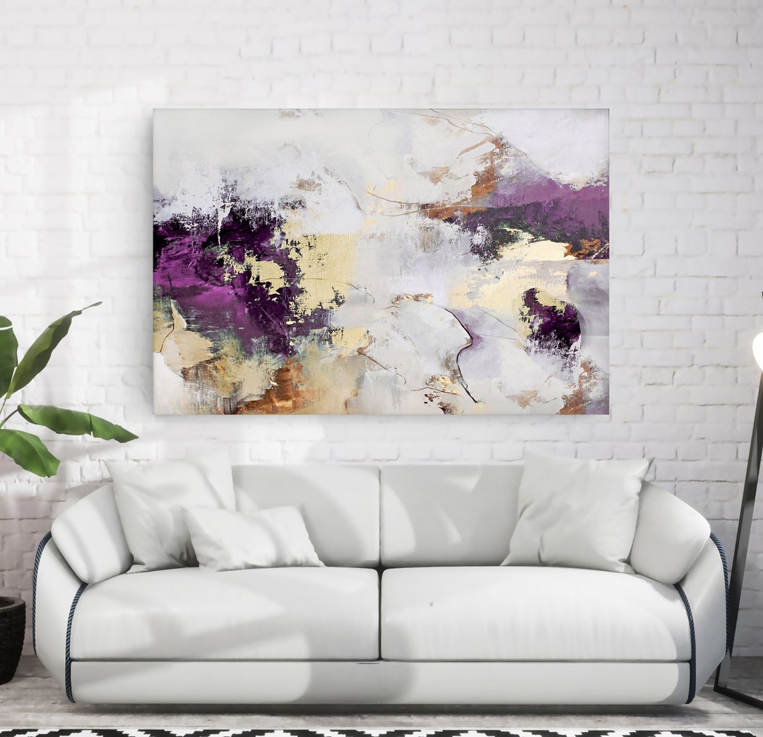 Original Purple Abstract Painting Luxurious Purple and Gold Abstract ...