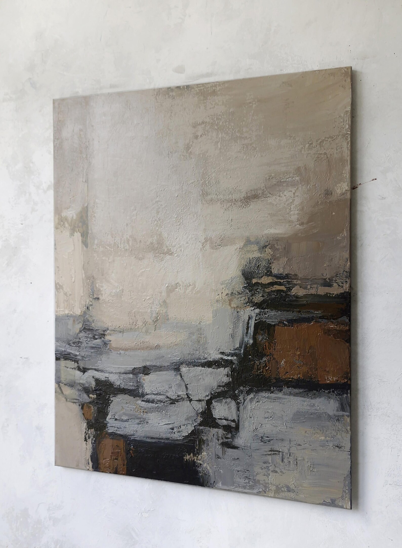 Abstract Blue Brown Painting | Minimalist Wall Art | Wabi-sabi Wall Art ...