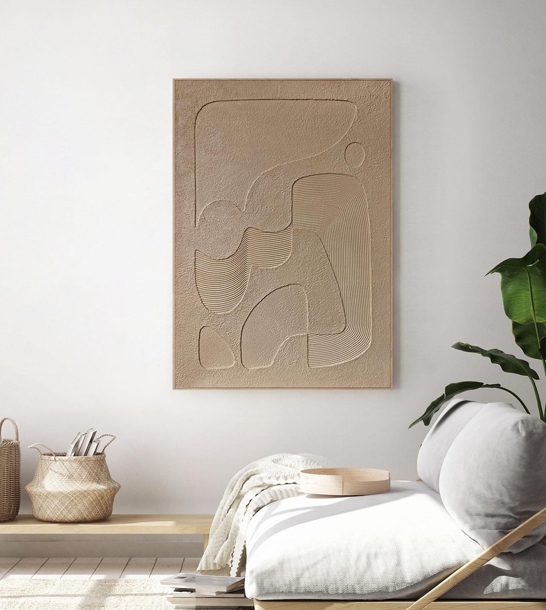 Beige Textured Abstract Painting | Textured Painting | Scandinavian ...