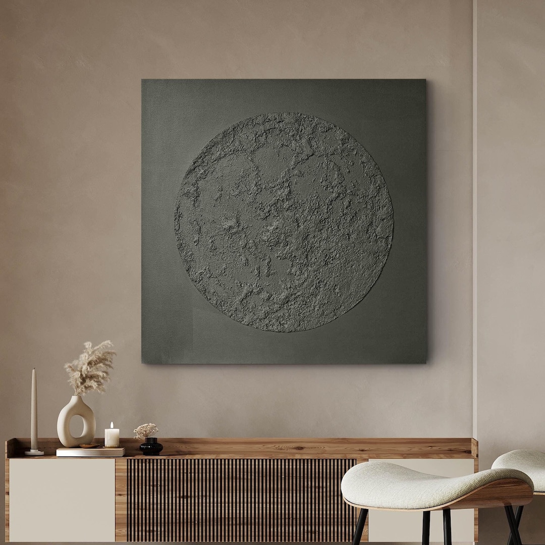 Moon Painting Canvas | Moon Painting Acrylic Gray | Abstract Moon ...