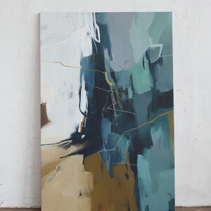 Teal Abstract Painting Original Canvas Art Dark Teal Wall Art ...