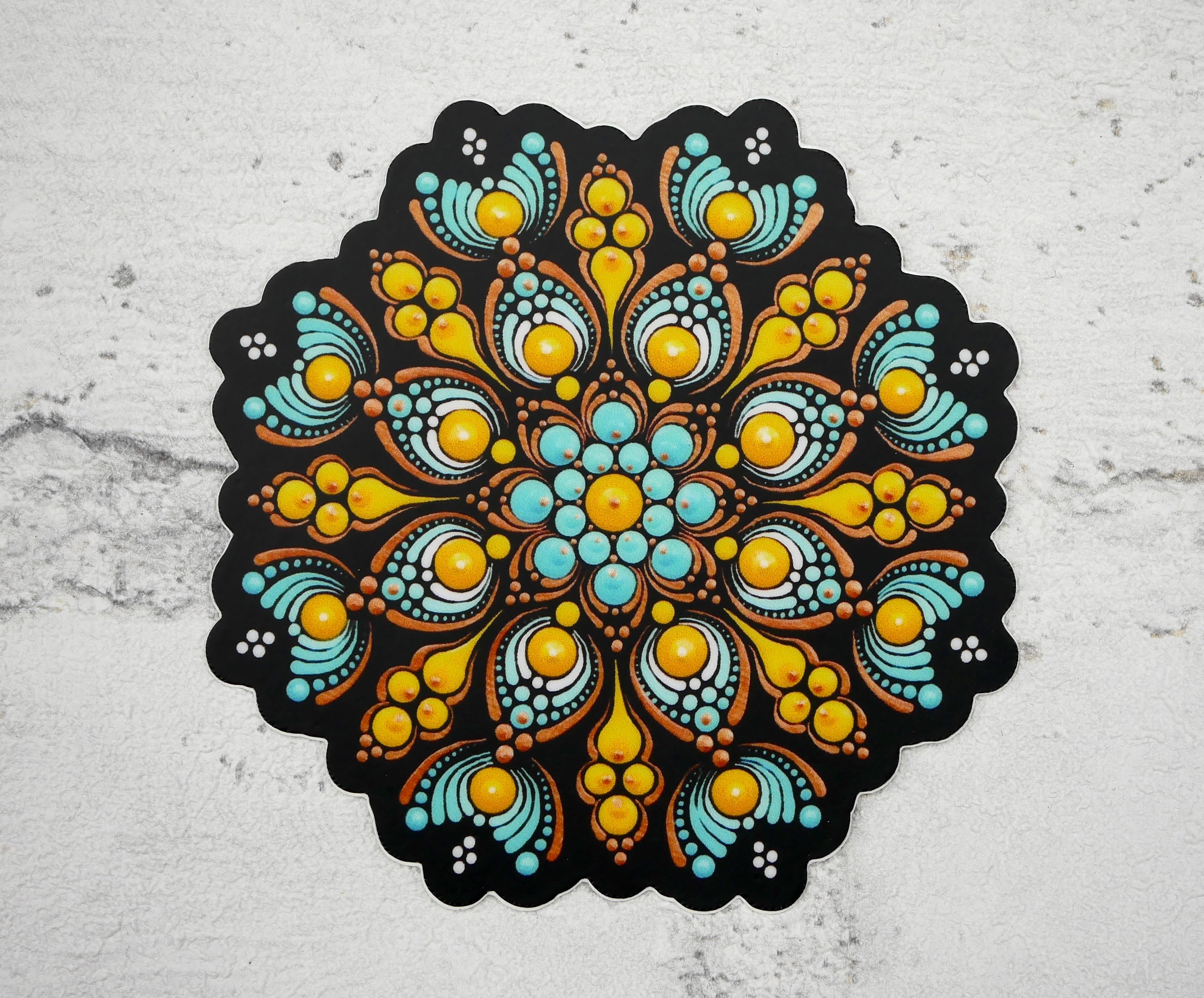 Vinyl Sticker Mandala Weatherproof, Sticker Dot Painting, Water Bottle ...