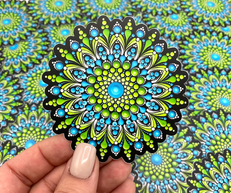 Vinyl Sticker Mandala Weatherproof, Sticker Dot Painting, Water Bottle ...