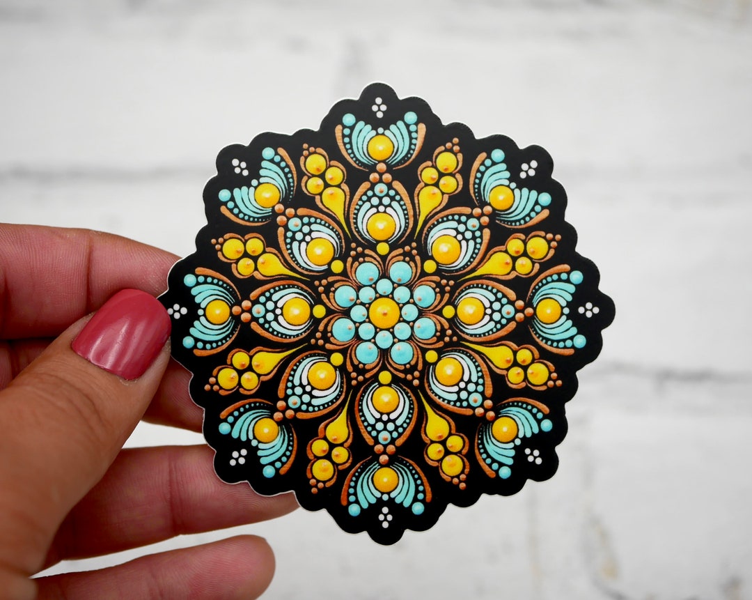 Vinyl Sticker Mandala Weatherproof, Sticker Dot Painting, Water Bottle ...