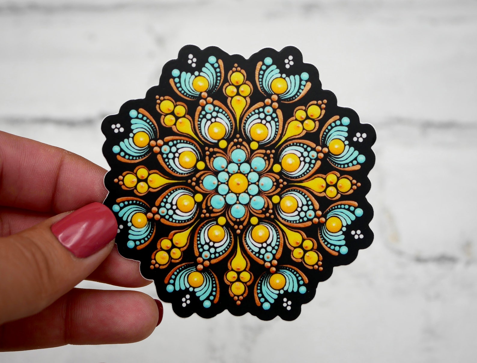 Vinyl Sticker Mandala Weatherproof, Sticker Dot Painting, Water Bottle ...