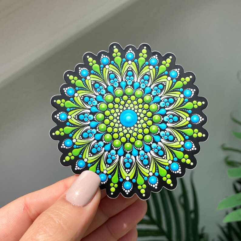 Vinyl Sticker Mandala Weatherproof, Sticker Dot Painting, Water Bottle ...