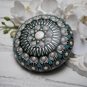 Mandala Stone Hand Painted Decoration Painted Stones Boho Decor Dot Art ...